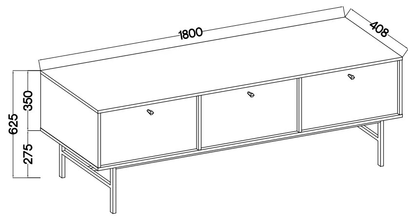 TOKYO 3 e | TV stolek RTV 303 | 180 cm | eukalyptová/černá