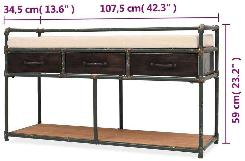 vidaXL Úložná lavice se sedákem 107,5 x 34,5 x 59 cm