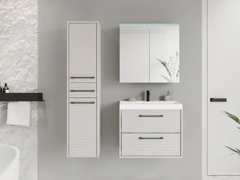 Koupelnový nábytek Tomeq I, Barva: kašmírová béžová, Sifon k umyvadlu: ne, Osvětlení: osvětlení LED RGB - barevné, Baterie: Maro Blo 020M