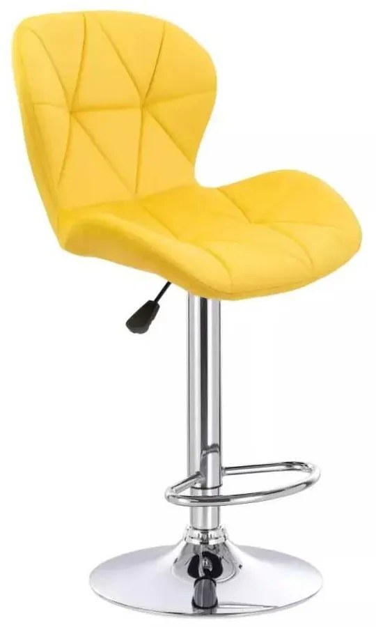 LuxuryForm DESIGN Barová židle LIVIO VELUR na stříbrné kulaté podstavě - žlutá
