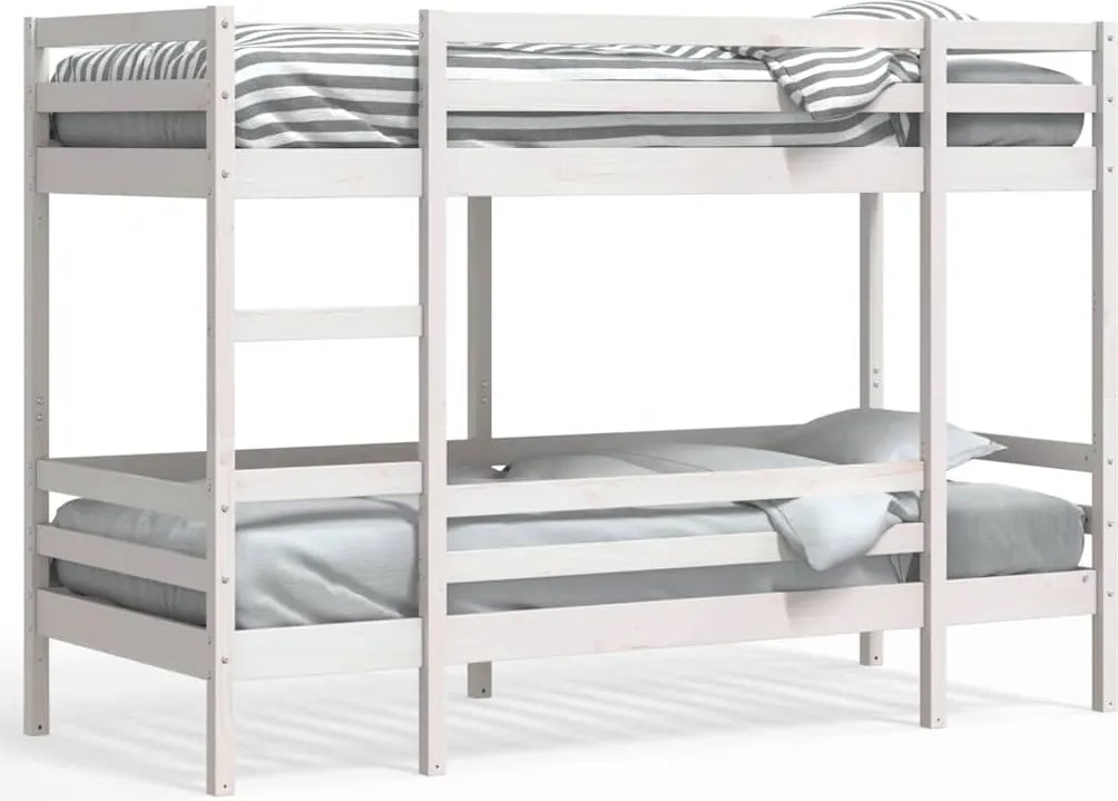 Patrová postel bílá 75 x 190 cm masivní borové dřevo 3284225