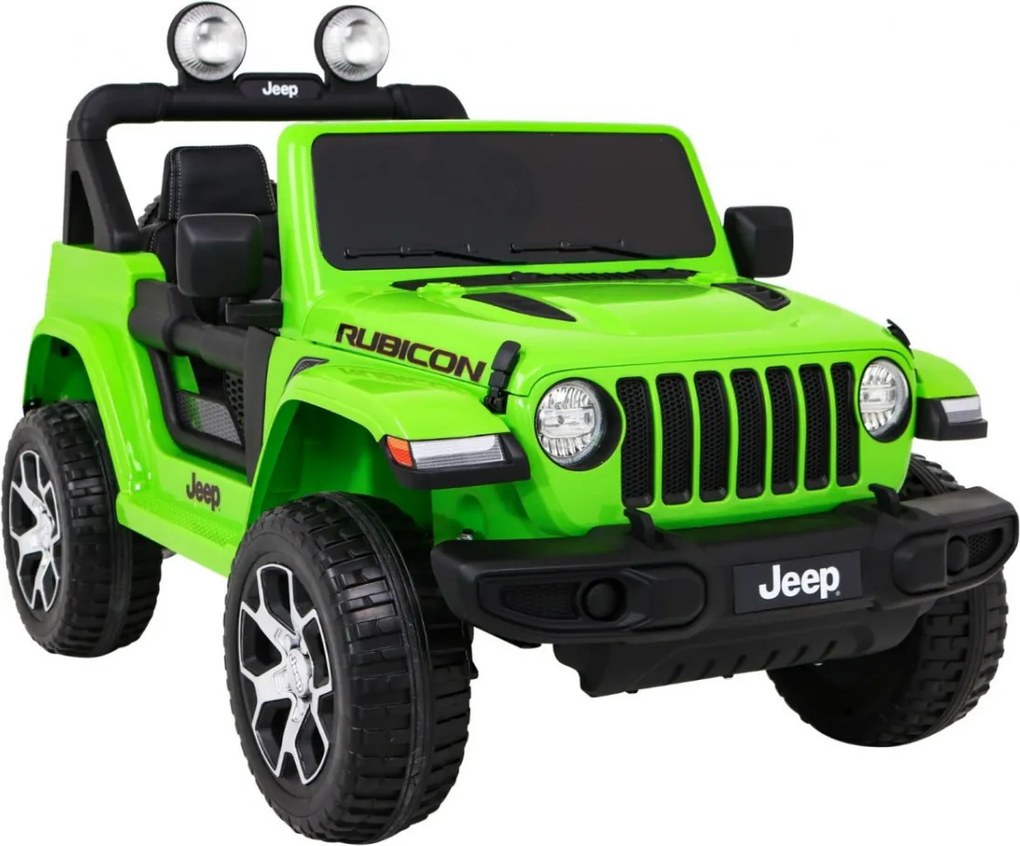 Ramiz Jeep Wrangler Rubicon elektrické auto pro děti zelené + dálkové ovládání + MP3 LED rádio + EVA kola