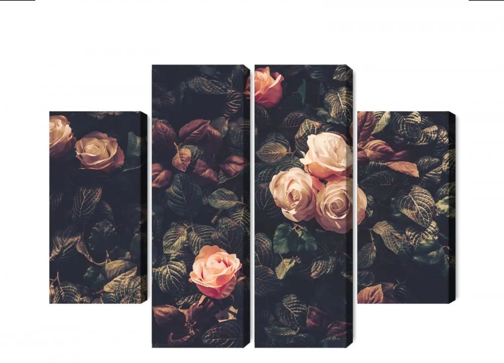 Vícedílný obraz Pastelové Růže Ve Vintage Stylu Nedostatek Nedostatek Přírodní plátno 80x60