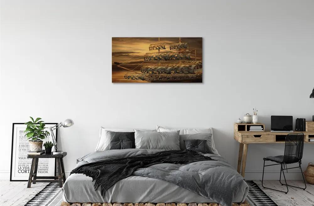 Obrazy na plátně mořská loď mraky 120x60 cm