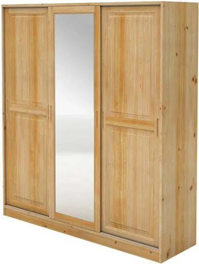 Bradop Skříň s posuvnými dveřmi, třídvéřová + zrcadlo, smrk  B724