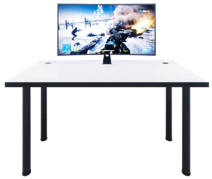 Expedo Počítačový herní stůl CODE X2 s LED, 135x73-76x65, bílá/černé nohy