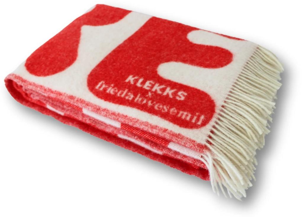 KLEKKS Vlněný pléd Klekks No. 11 (130 x 200 cm), červená barva, textil