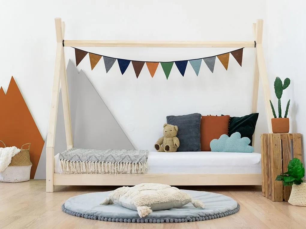 Benlemi Dětská dřevěná postel NAKANA ve tvaru teepee Zvolte barvu: Béžová, Zvolte rozměr: 120x180 cm
