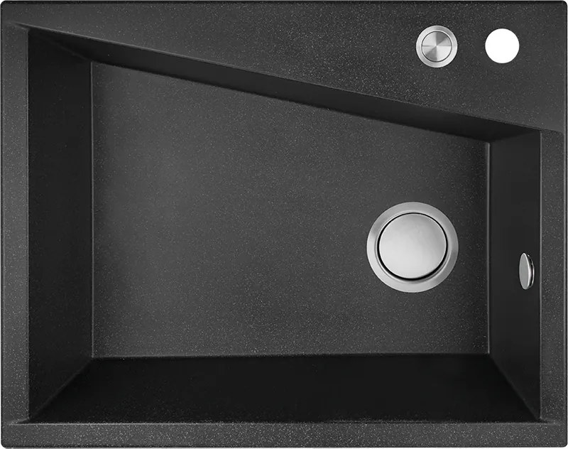 Laveo Grenada, 1-komorový granitový dřez 600x480x227 mm, černá, LAV-SBG_710T