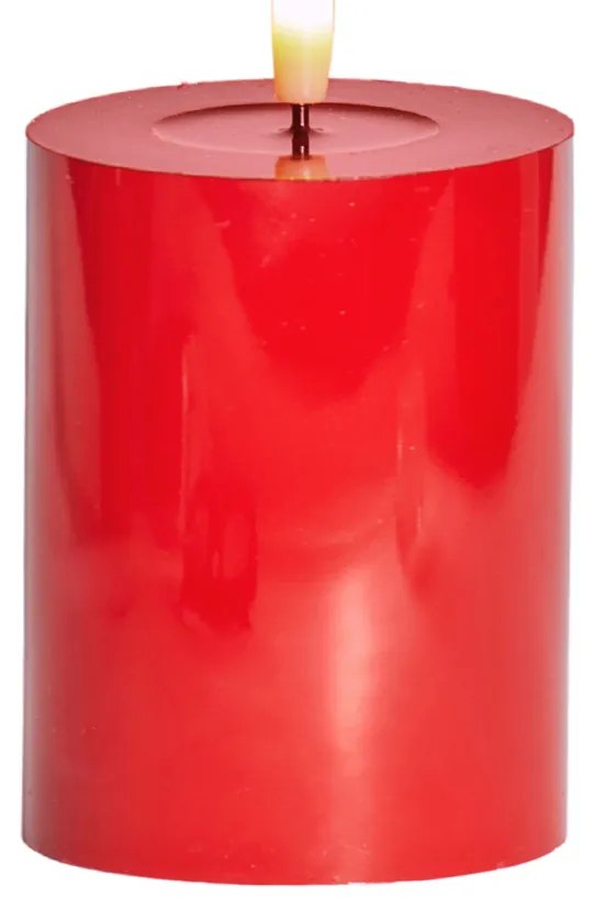 LED svíčka na baterie vosková Sille Red, Ø 7,5 × 10 cm, červená, 2× AA