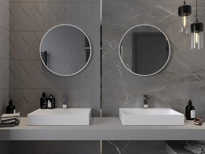 Mexen Loft kulaté koupelnové zrcadlo 60 cm, bílý rám - 9850-060-060-000-20