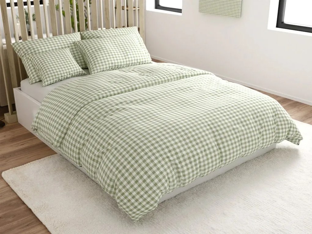 Bavlněné povlečení NORDIC CHECK zelené, zip Rozměr povlečení: 70 x 90 cm | 140 x 200 cm