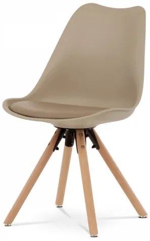 Jídelní židle cappucinno plastová sedák ekokůže nohy masiv přírodní buk CT-762 CAP
