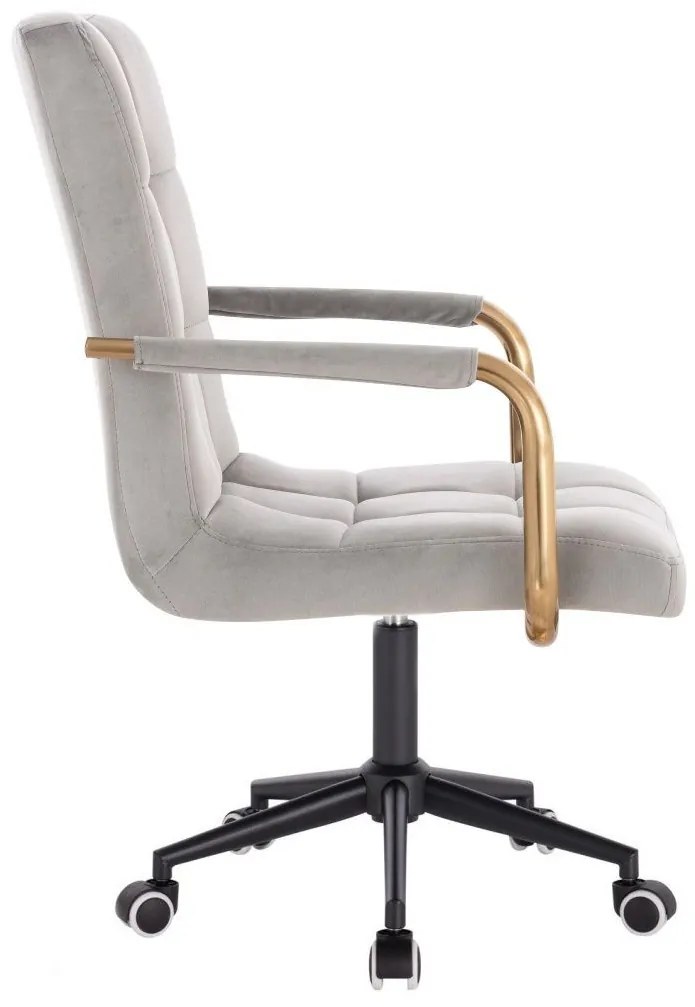 LuxuryForm DESIGN Otočná židle VERONA GOLD VELUR na černé podstavě s kolečky - světle šedá