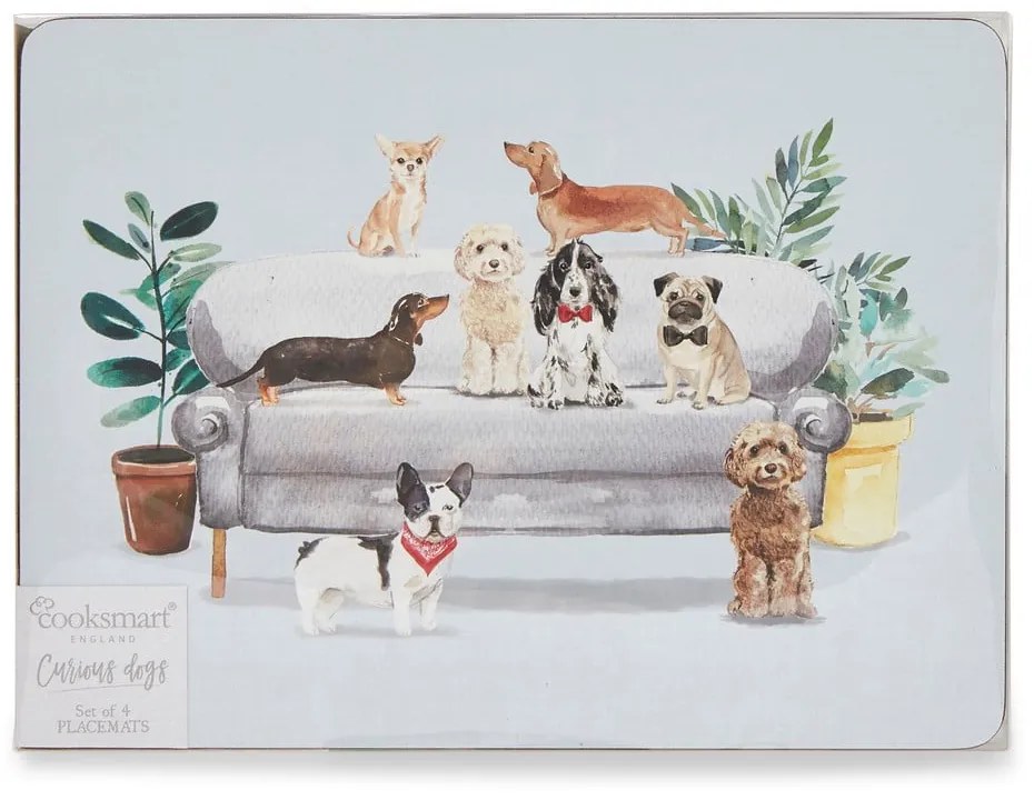 Korkové prostírání 4 ks 21.5x29 cm Curious Dogs - Cooksmart ®