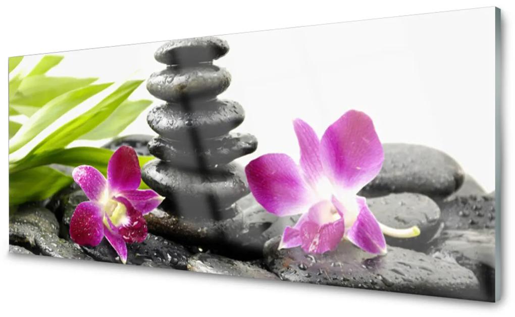 Skleněné obklady do kuchyně Kameny Zen Lázně Orchidej