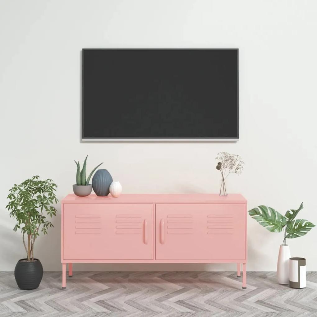 TV skříňka růžová 105 x 35 x 50 cm ocel - Default Title