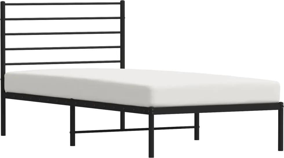 vidaXL Kovový rám postele s čelem 100 x 200 cm [352314] Barva: Černá