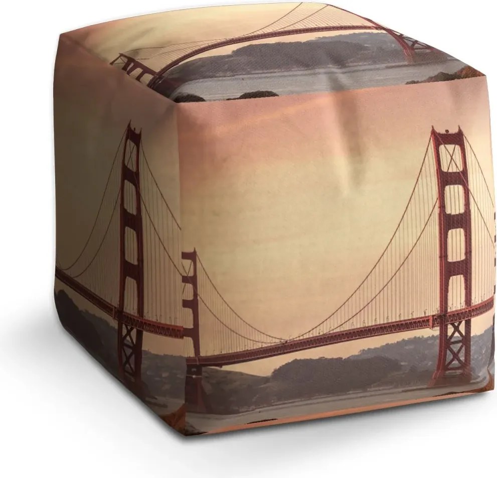 Sablio Taburet Cube Golden Gate 2 - 50x50x50 cm