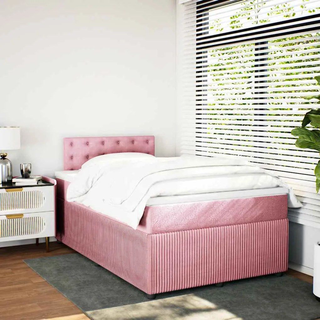 Box spring postel s matrací růžová 120 x 200 cm samet 3290027