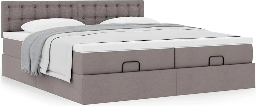 Osmanský rám postele s matracíes taupe 200x200cm textil 3312047