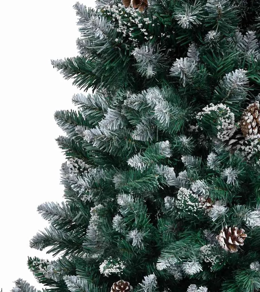 Umělý vánoční stromek se šiškami a bílým sněhem 210 cm 321017