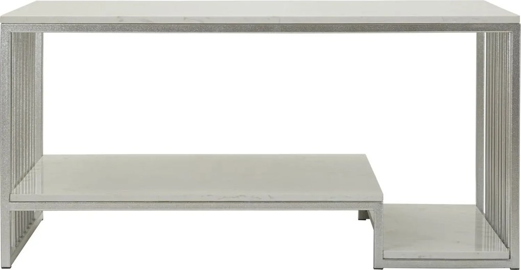 Konferenční stolek Kayseri 90 cm mramor/stříbrný