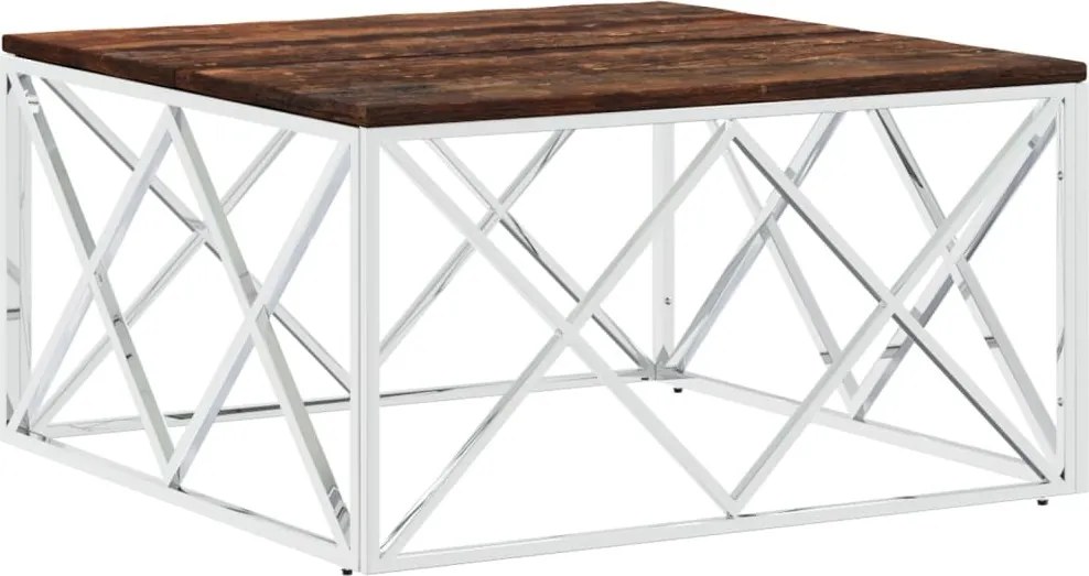 vidaXL Konferenční stolek nerezová ocel a recyklované dřevo [349973] Barva: Stříbrná