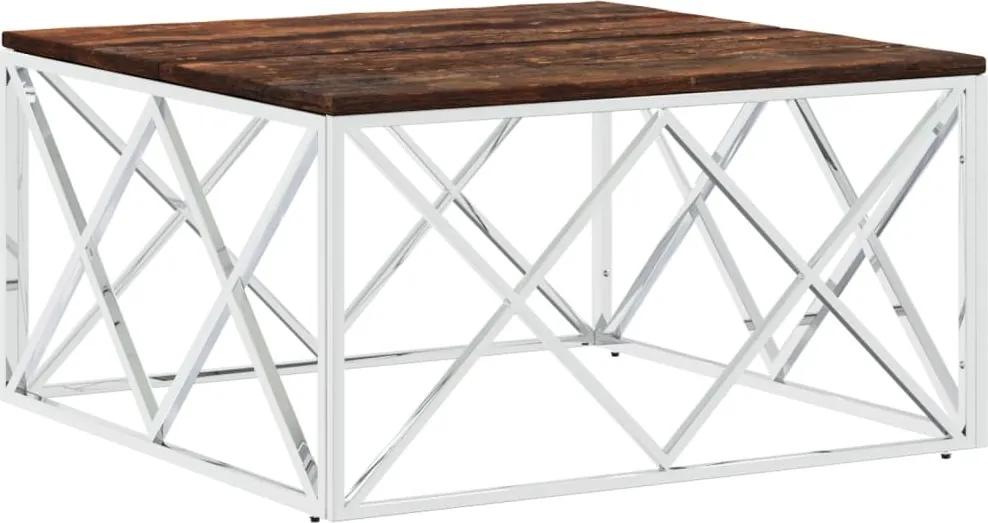 vidaXL Konferenční stolek nerezová ocel a recyklované dřevo [349973] Barva: Vícebarevný