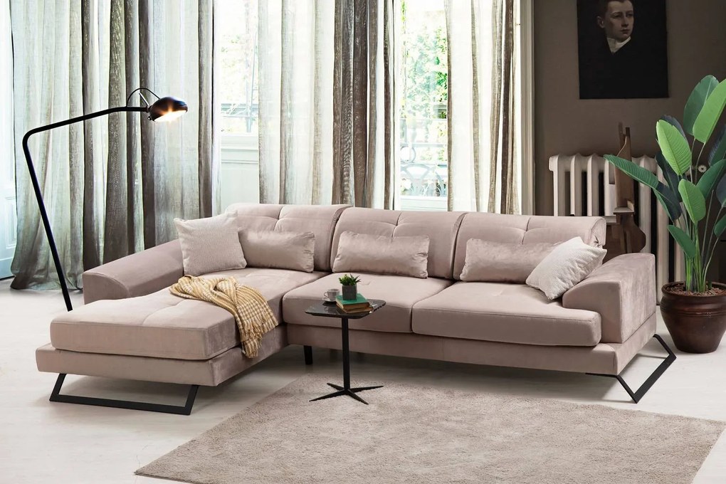 Designová rohová sedačka Heimana 308 cm béžová - levá