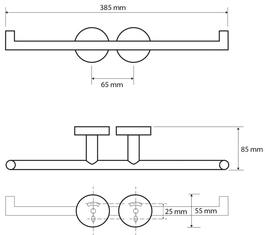 SAPHO XB703 X-Round black držák toaletního papíru dvojitý se dvěma úchyty, černá