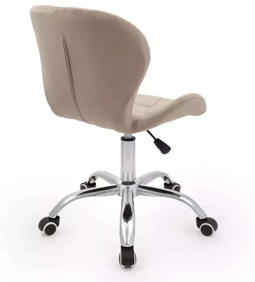 LuxuryForm DESIGN Otočná židle LIVIO VELUR na stříbrné podstavě s kolečky - latte