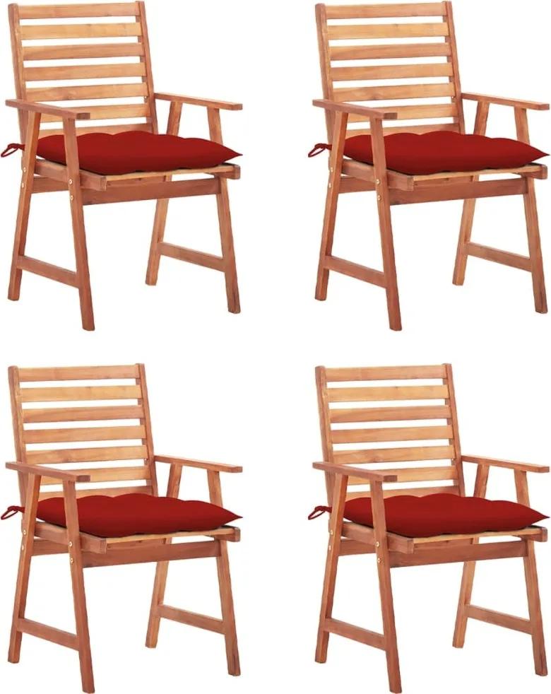 vidaXL Zahradní jídelní židle s poduškami 4 ks masivní akáciové dřevo [3078338] Barva: Šedá