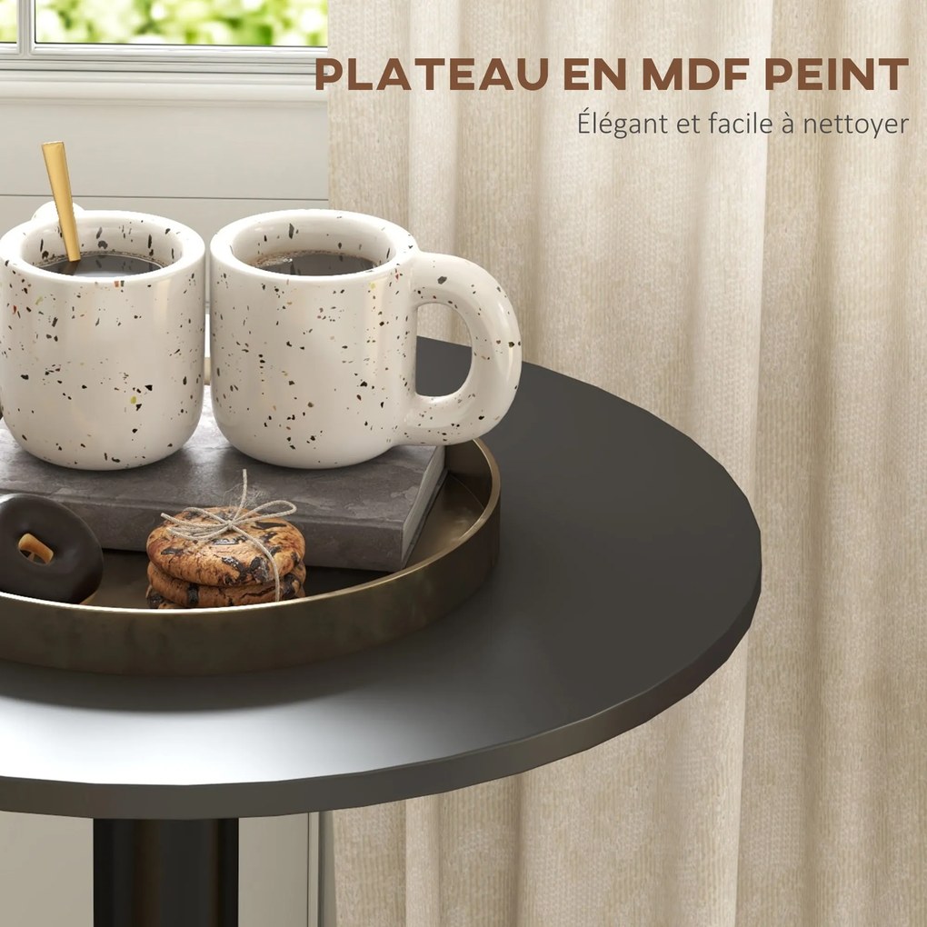 HOMCOM Kulatý Barový Stůl Bistro Stůl Vysoký Jídelní Stůl Moderní Styl Ocelový Rám rozměry 60Š x 60H x 102V cm Černý