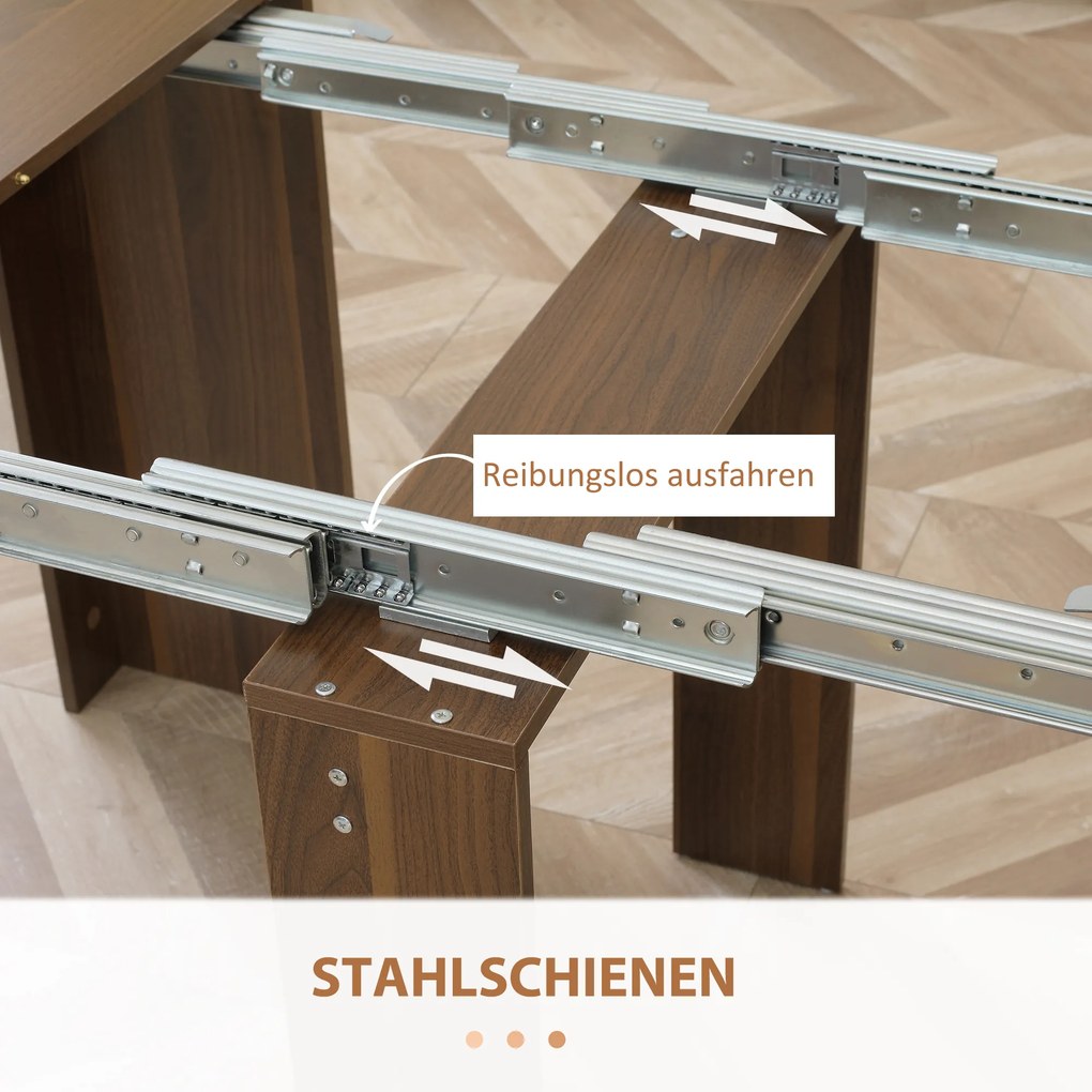 HOMCOM jídelní stůl rozkládací stůl rozkládací kuchyňský stůl jídelní stůl do obývacího pokoje jídelna moderní design hnědá 180 x 85 x 75cm | Aosom