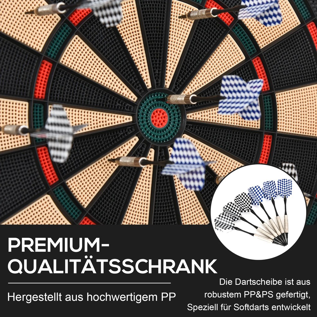 HOMCOM Elektronický šipkový terč, šipky s LCD displejem, 6 šipek, 24 šipkových hlaviček, 18 her, 159 možností zásahu, pro 8 hráčů | Aosom