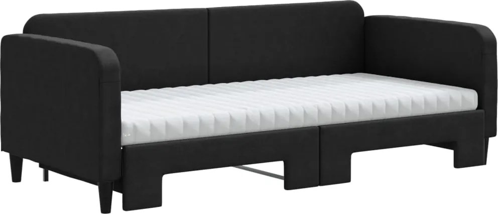 Válenda s přistýlkou a matracemi černá 90 x 190 cm textil 3196846