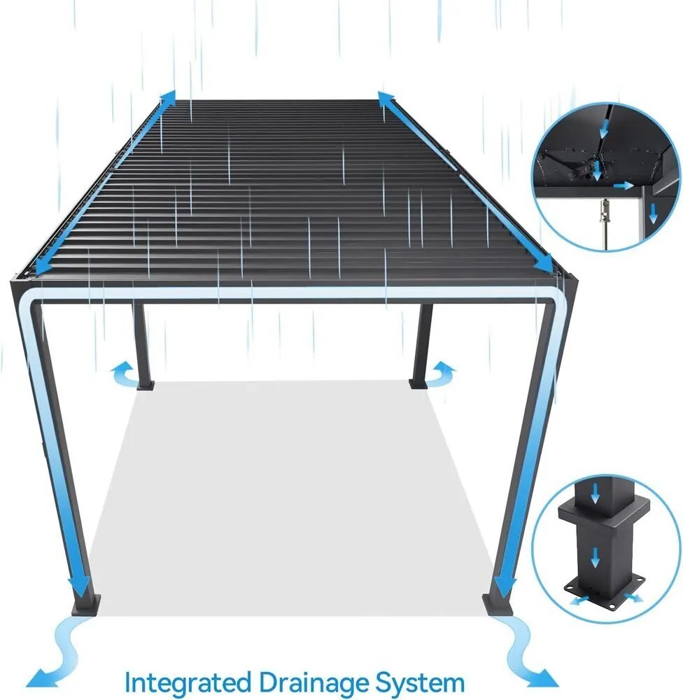 Bioklimatická pergola INTRO NEO 4x3 m volně stojící Rojaplast