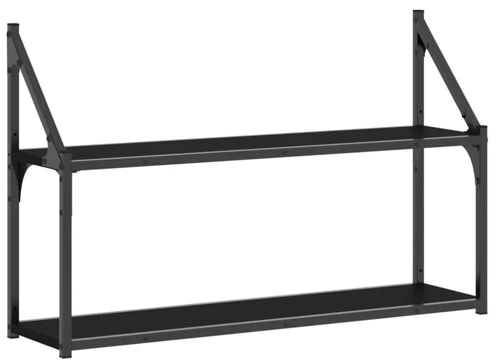 vidaXL 2patrová nástěnná police černá 80 x 21 x 51 cm kompozitní dřevo