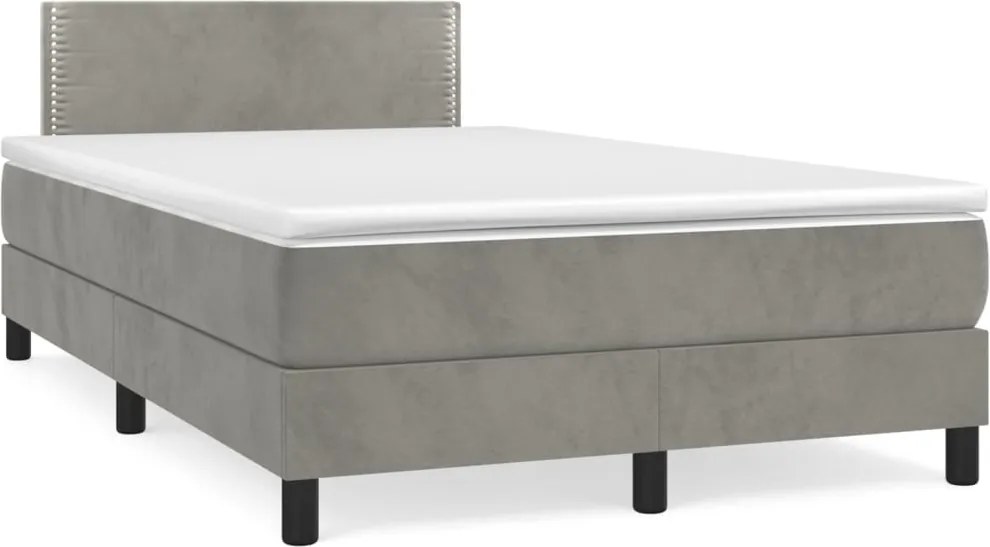 Box spring postel s matrací světle šedá 120 x 200 cm samet 3141233