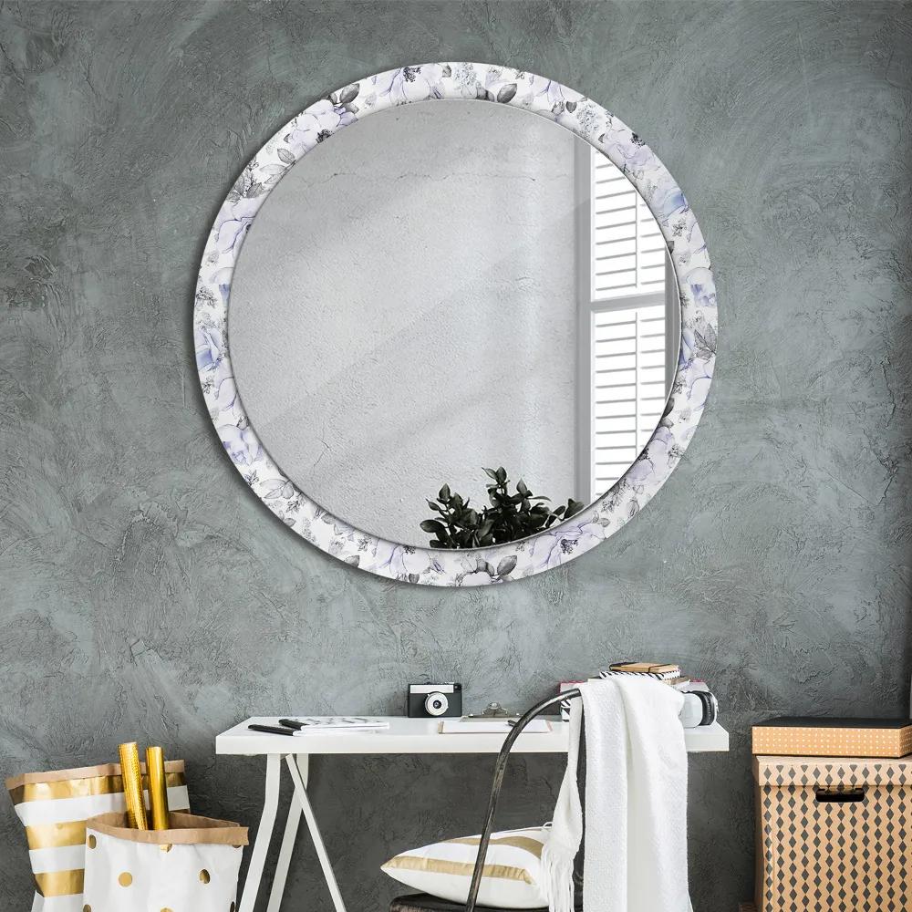 Kulaté dekorativní zrcadlo na zeď Modré růže fi 100 cm