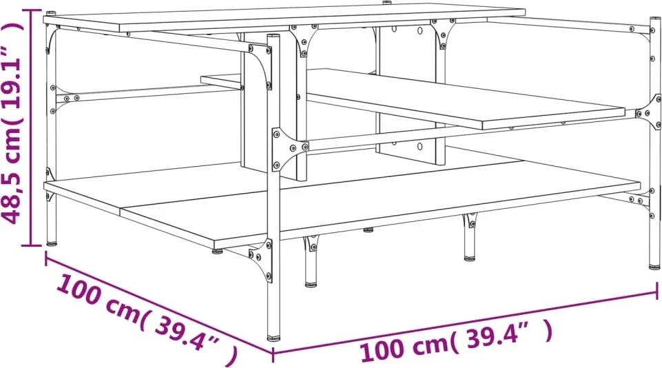 vidaXL Konferenční stolek 100x100x48,5 cm kompozitní dřevo [842314] Barva: hnědý dub