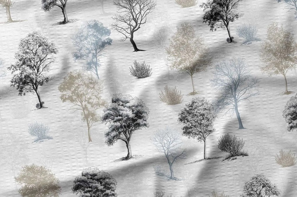 Krepový povlak na polštář Stíny stromů - zemitý Velikost: 40 x 40