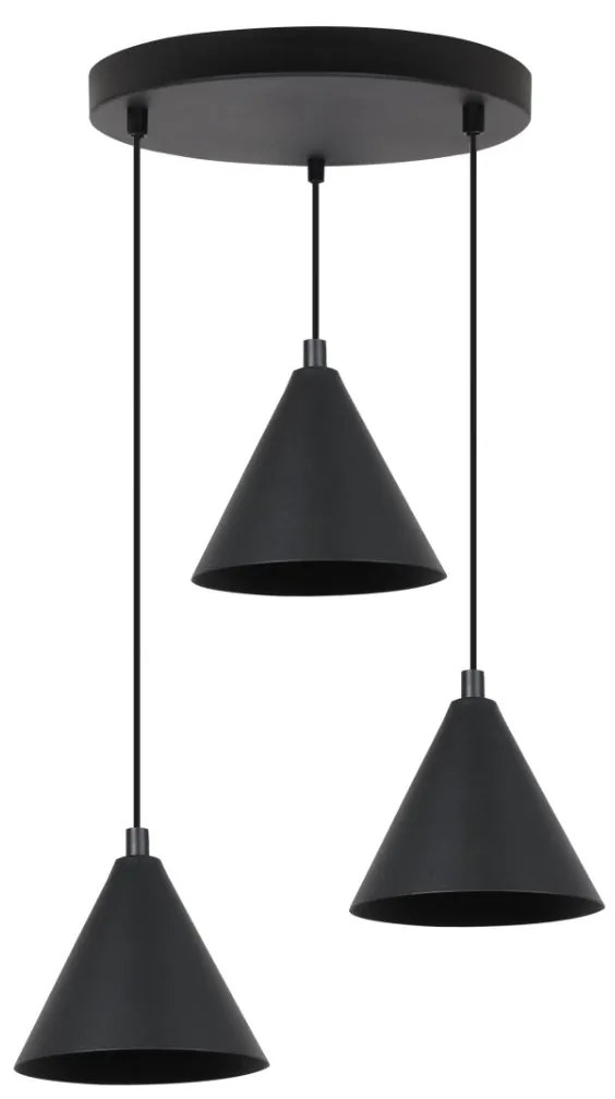 Závěsné svítidlo Soho, 3x černé kovové stínítko, (fi 14cm), o