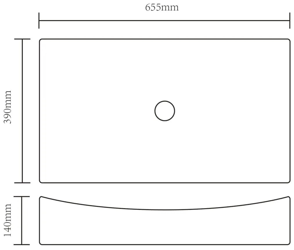 vidaXL Keramické umyvadlo, černé, obdélníkové
