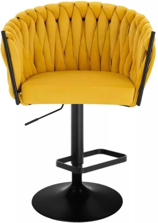 LuxuryForm DESIGN ﻿Barová židle NORDEN VELUR na černé kulaté podstavě - žlutá