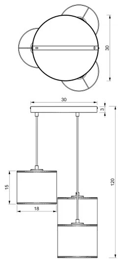 Lustr na lanku LOFT SHADE 3xE27/60W/230V bílá/zlatá