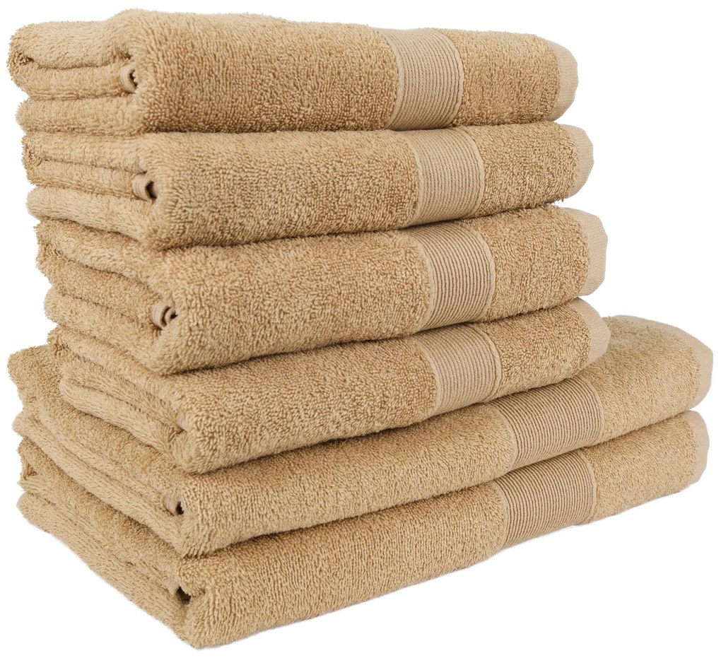 TOP Set ručníků a osušek AURA COLLECTION 6 kusů - Béžová