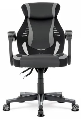 Herní křeslo šedé černé ekokůže MESH PCA mech KA-Y213 GREY