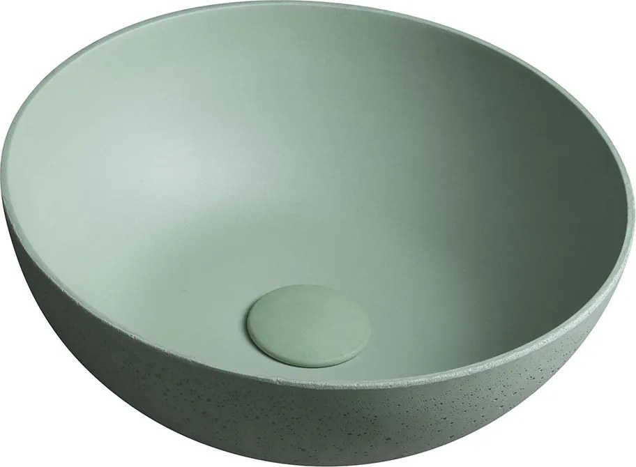 Sapho Sapho, FORMIGO betonové umyvadlo na desku, průměr 39cm, zelená mat, FG323